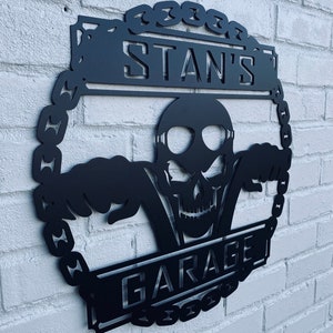 Motorcycle Skull Metal Sign, Personalized Garage Sign, Motorcycle ...