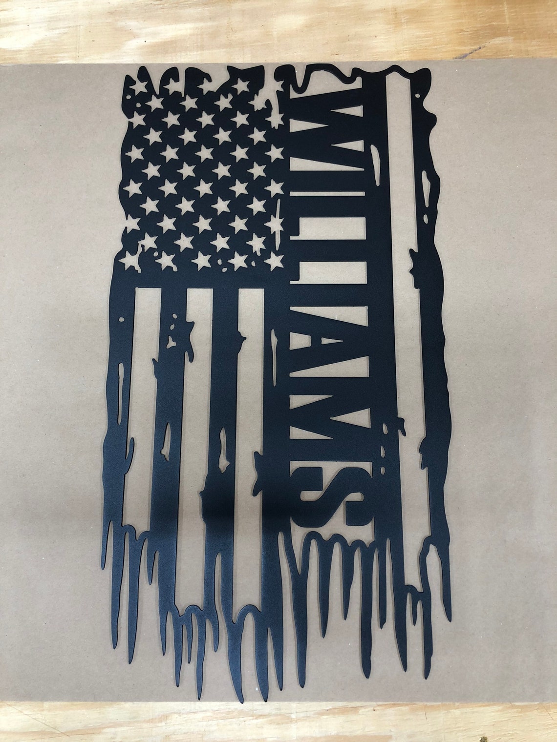 Personalized Metal Flag, Tattered Flag Sign, American Flag, Metal Art ...