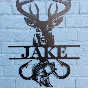 Deer Name Sign, Fish Name Sign, Metal Deer and Fish Sign, Custom Deer ...