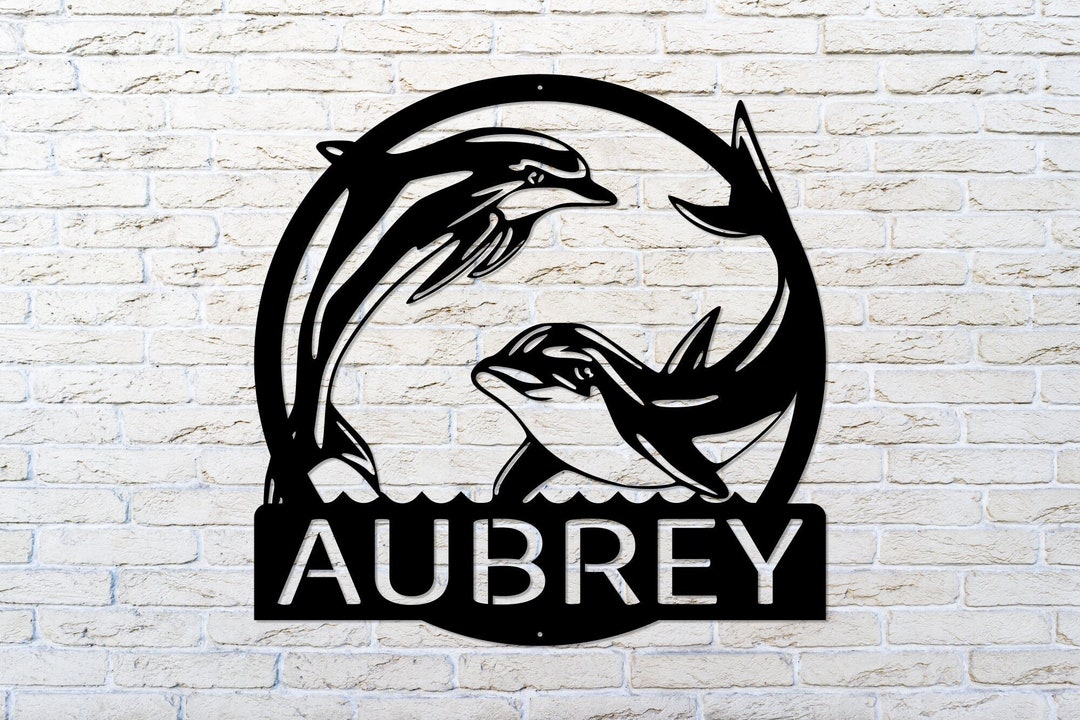 Personalized Dolphin Sign, Custom Metal Dolphin Art, Dolphin Monogram ...