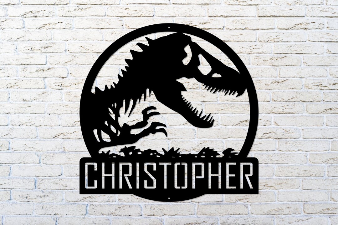 Personalized Dinosaur Name Sign, Dinosaur Metal Wall Art, Custom ...