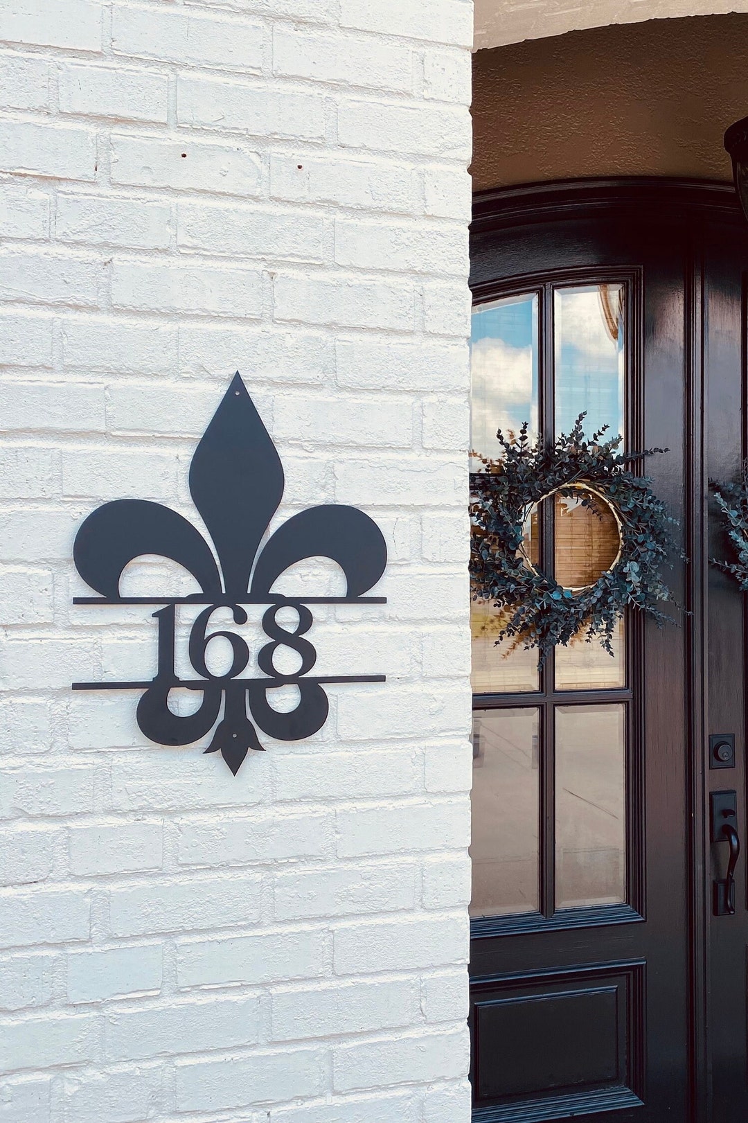 Custom Metal Home Address Sign, Fleur De Lis House Numbers, Metal Home ...
