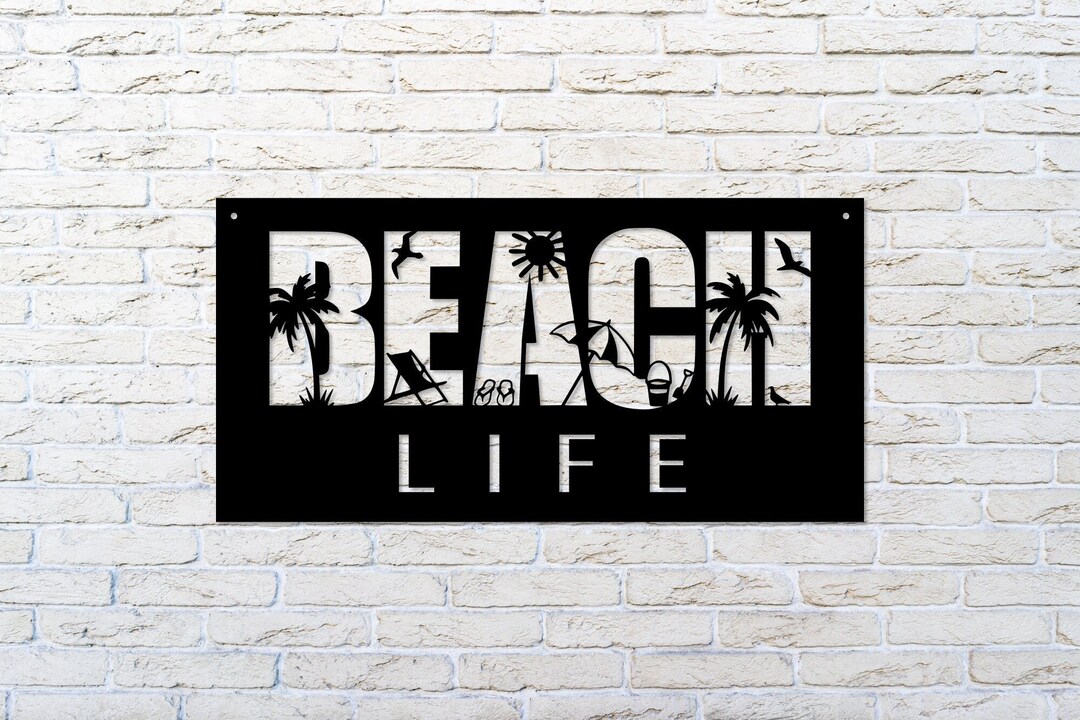 Beach Life Metal Sign, Beach House Decor, Beach Wall Art, Nautical Wall ...