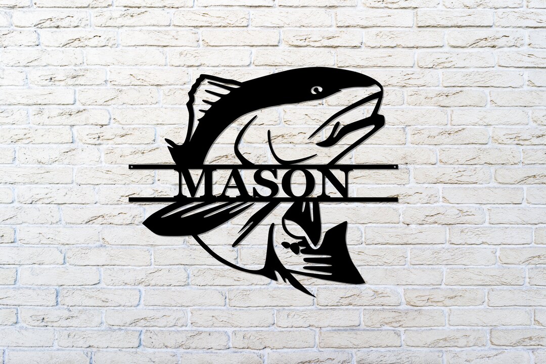 Fish Monogram Sign, Custom Fish Sign, Redfish Sign, Redfish Monogram ...