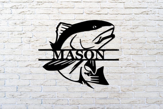 Fish Monogram Sign Custom Fish Sign Redfish Sign Redfish - Etsy