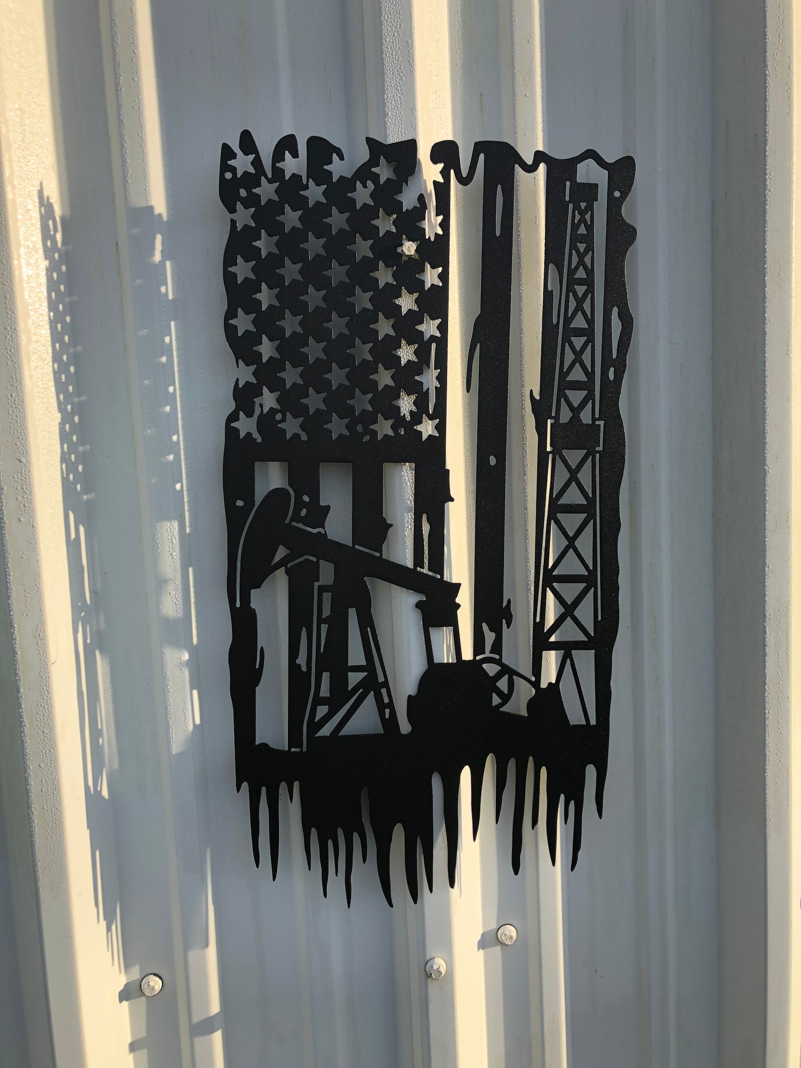 Oil Rig With Flag Metal Sign Oil Rig American Flag Oilfield - Etsy