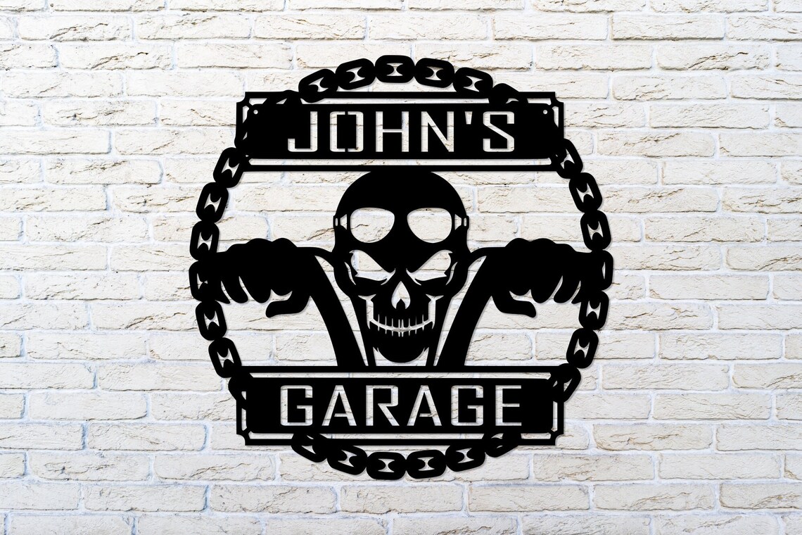 Motorcycle Skull Metal Sign Personalized Garage Sign - Etsy