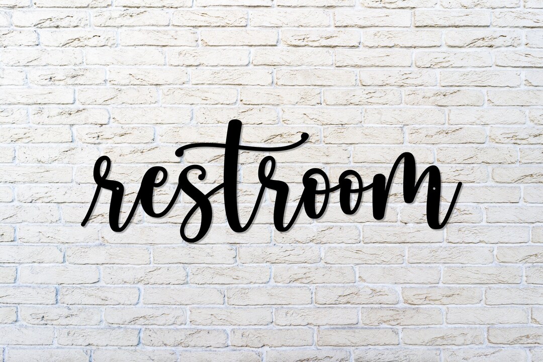 Restroom Metal Sign, Bathroom Decor, Metal Word Sign, Bathroom Sign ...