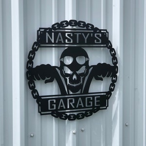 Motorcycle Skull Metal Sign, Personalized Garage Sign, Motorcycle ...