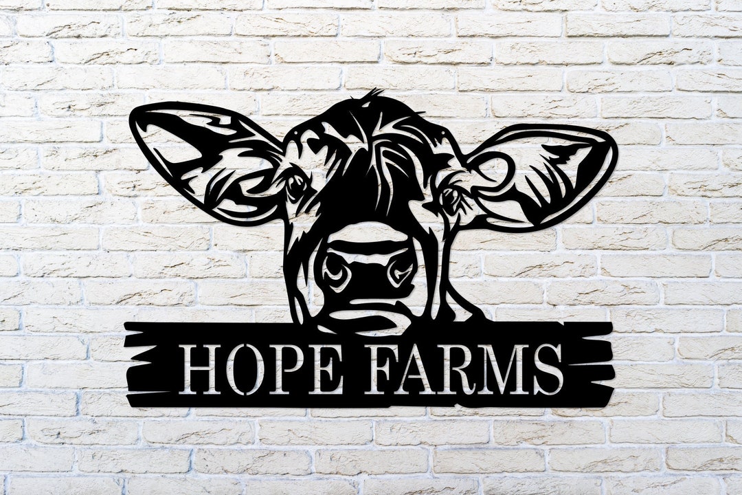 Personalized Cow Sign, Custom Cow Metal Sign, Cow Door Hanger, Farm ...