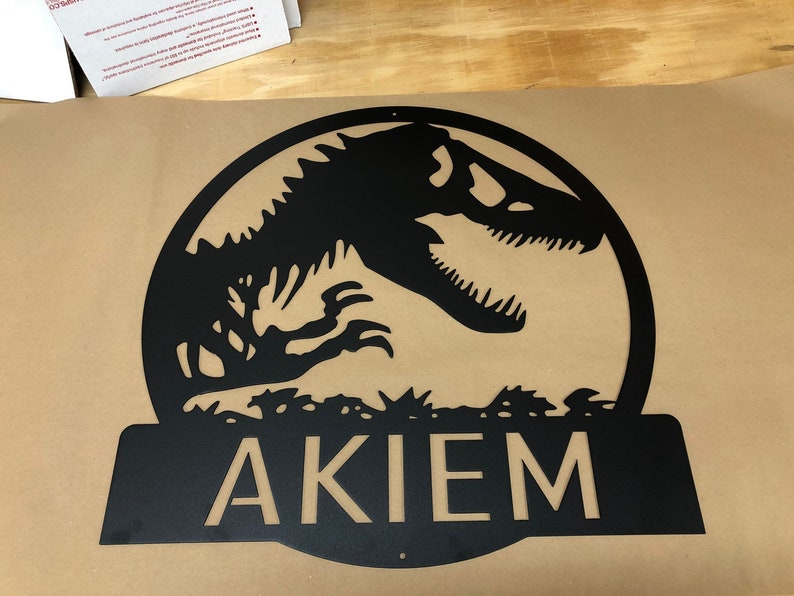 Personalized Dinosaur Name Sign, Dinosaur Metal Wall Art, Custom ...