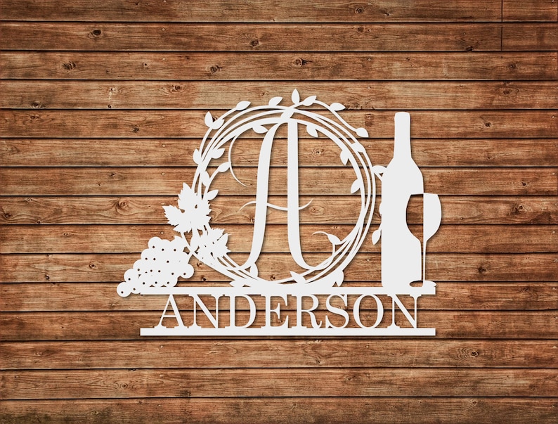 Wine Monogram Sign Tuscan Style Decor Wine Art Custom - Etsy