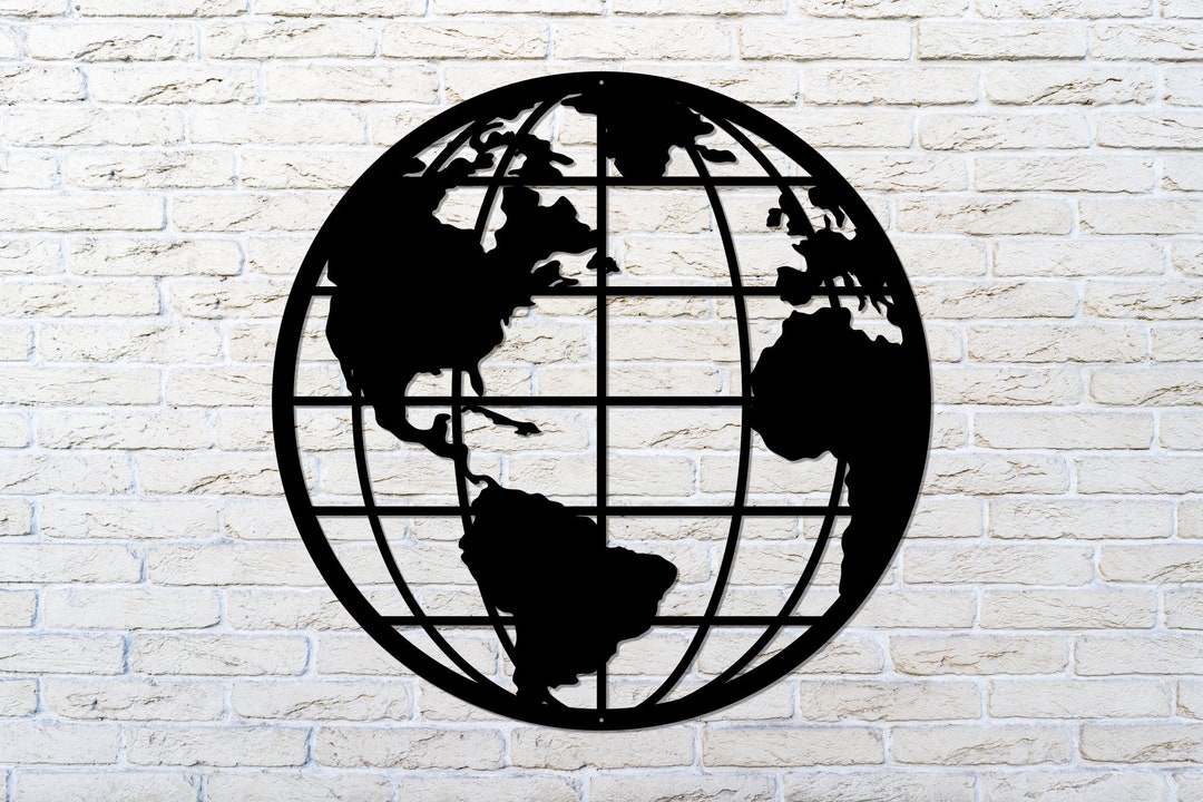 Metal Globe Wall Art: Earth Sign, Office Decor - Etsy