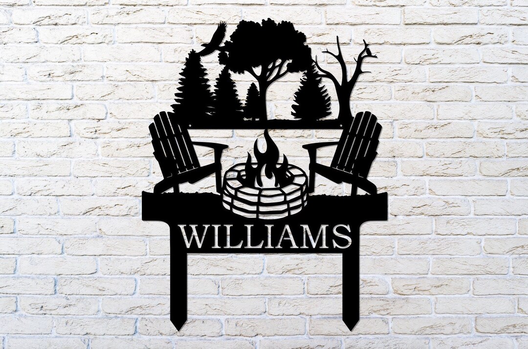 Campfire Sign With Ground Stakes, Campfire Sign, Metal Camping Sign ...