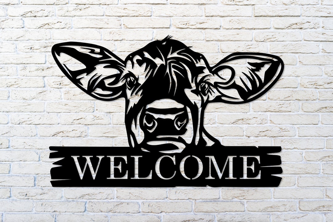 Cow Welcome Sign, Cow Door Hanger, Farm Animal Sign, Farmhouse Decor ...