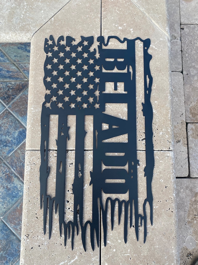 Personalized Metal Flag, Tattered Flag Sign, American Flag, Metal Art ...