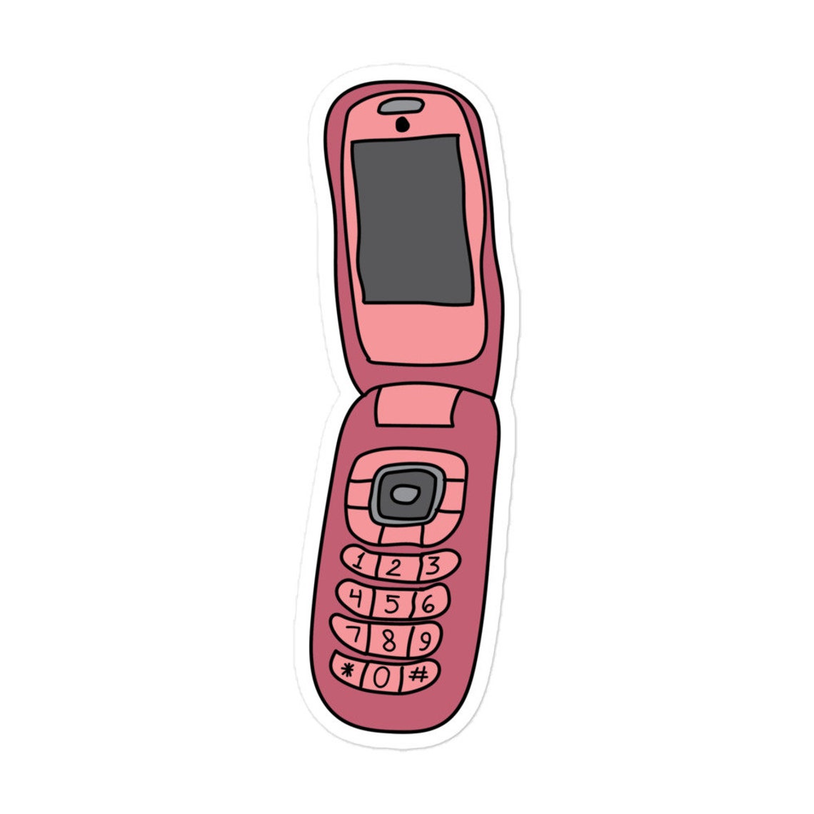 Pink Flip Phone Sticker by Courtney Graben | Etsy