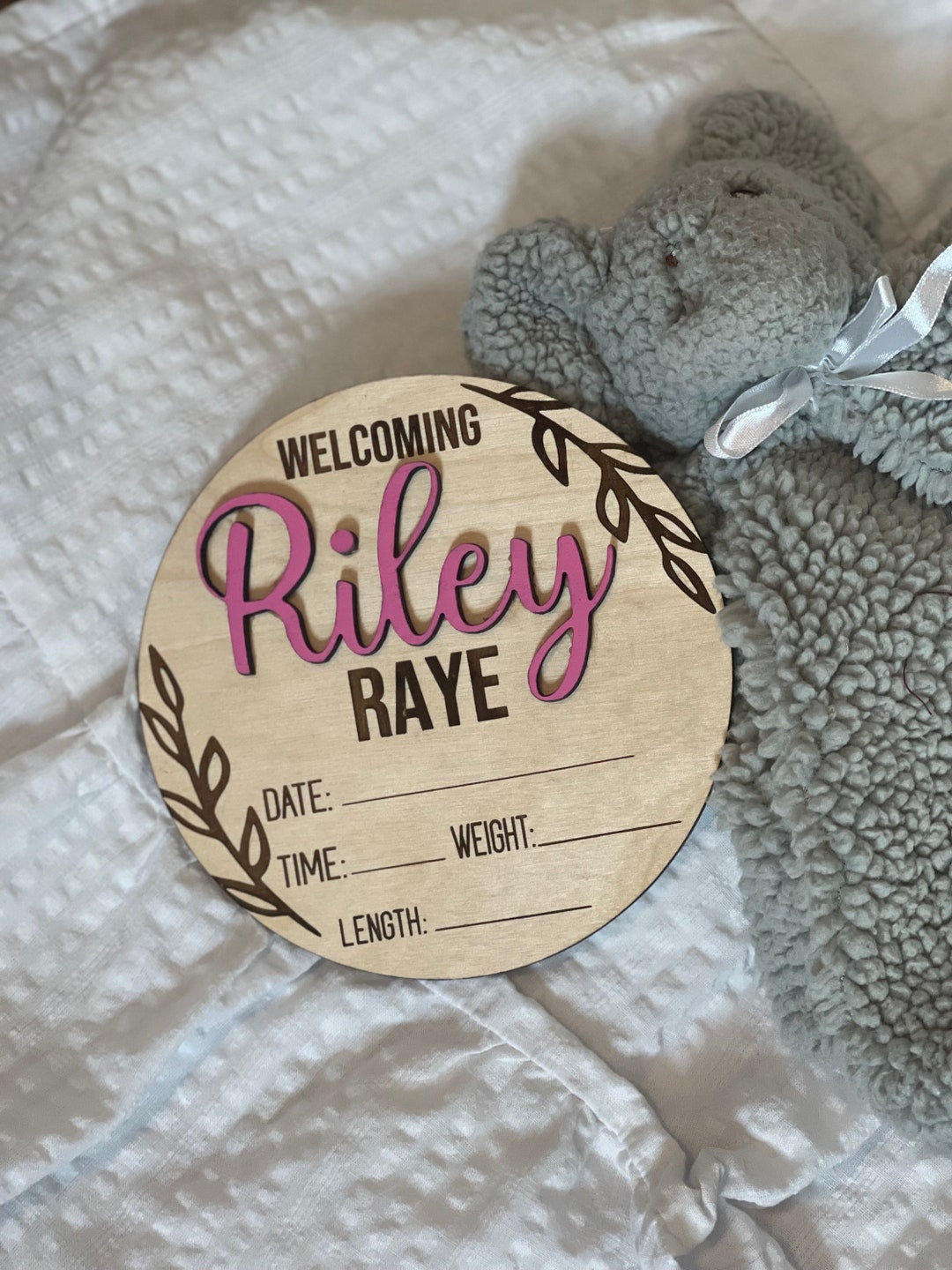 Wooden Baby Name Announcement Sign, Wood Sign for Birth Reveal, Baby ...