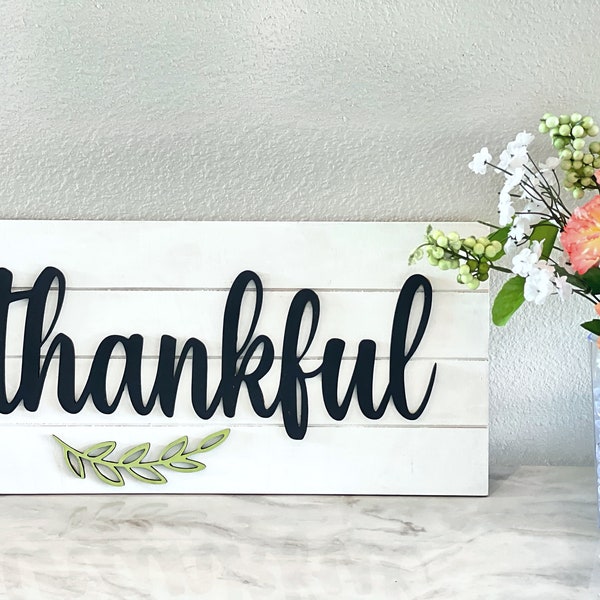 Thankful Wood Sign - Etsy