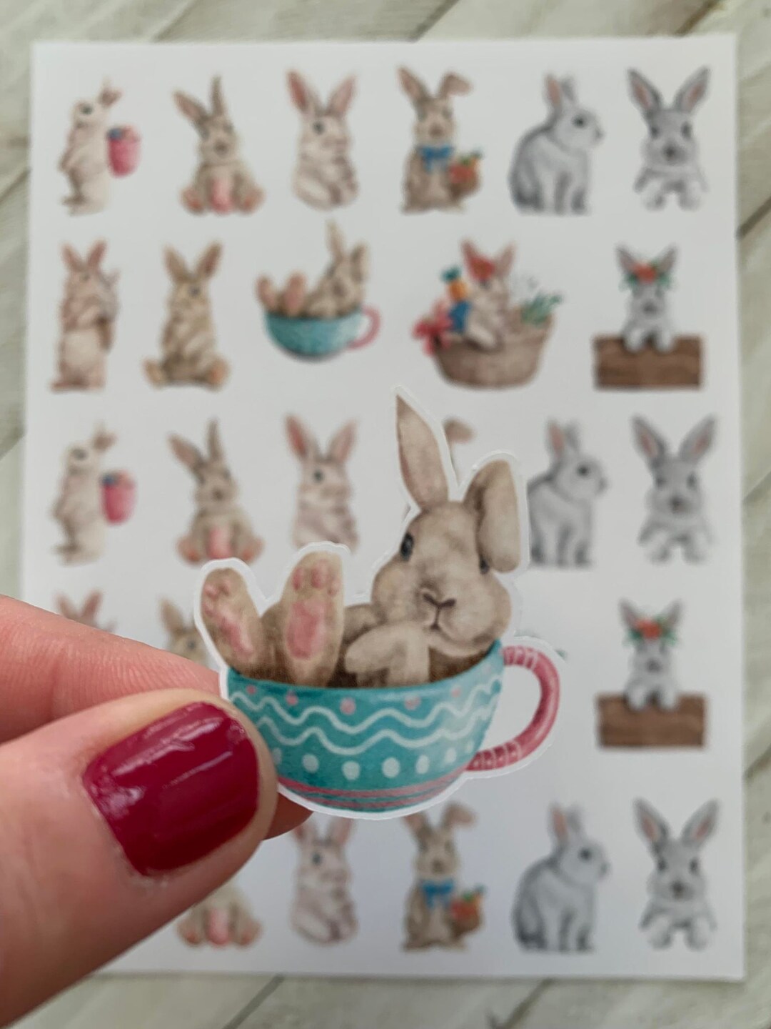 Cute Easter Bunny Watercolor Stickers, Rabbit, Easter, Happy Easter ...