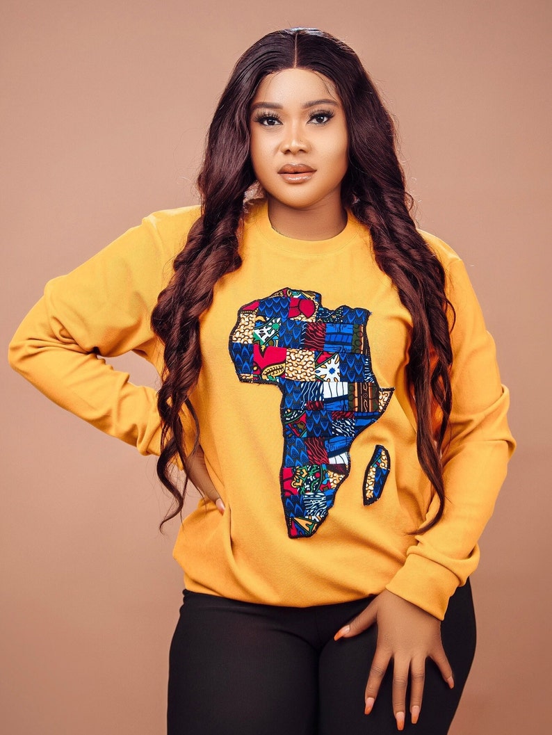 Black African Map Sweatshirt | Ankara Print, Afrocentric Pullover - Etsy