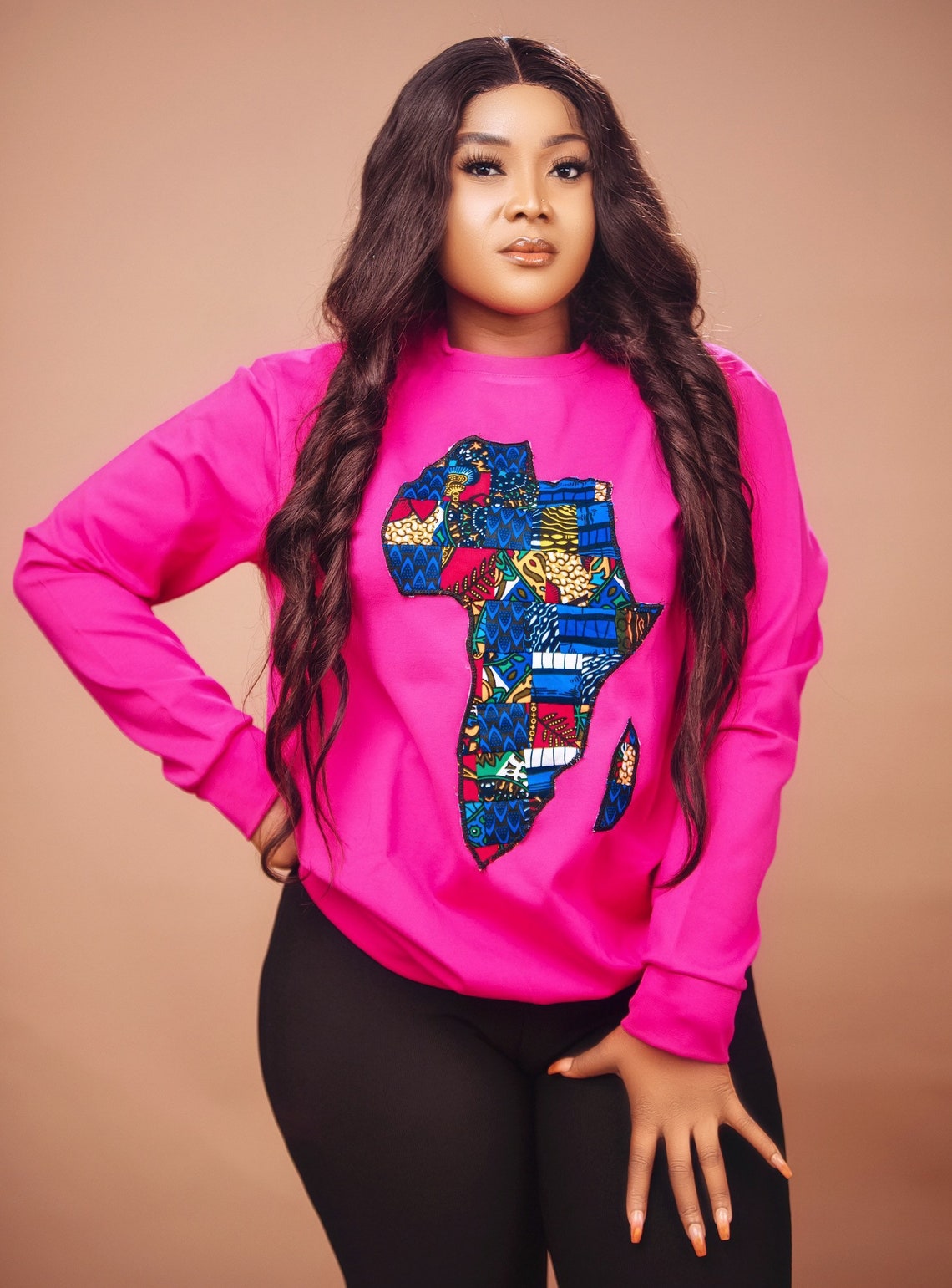 Black African Map Sweatshirt | Ankara Print, Afrocentric Pullover - Etsy