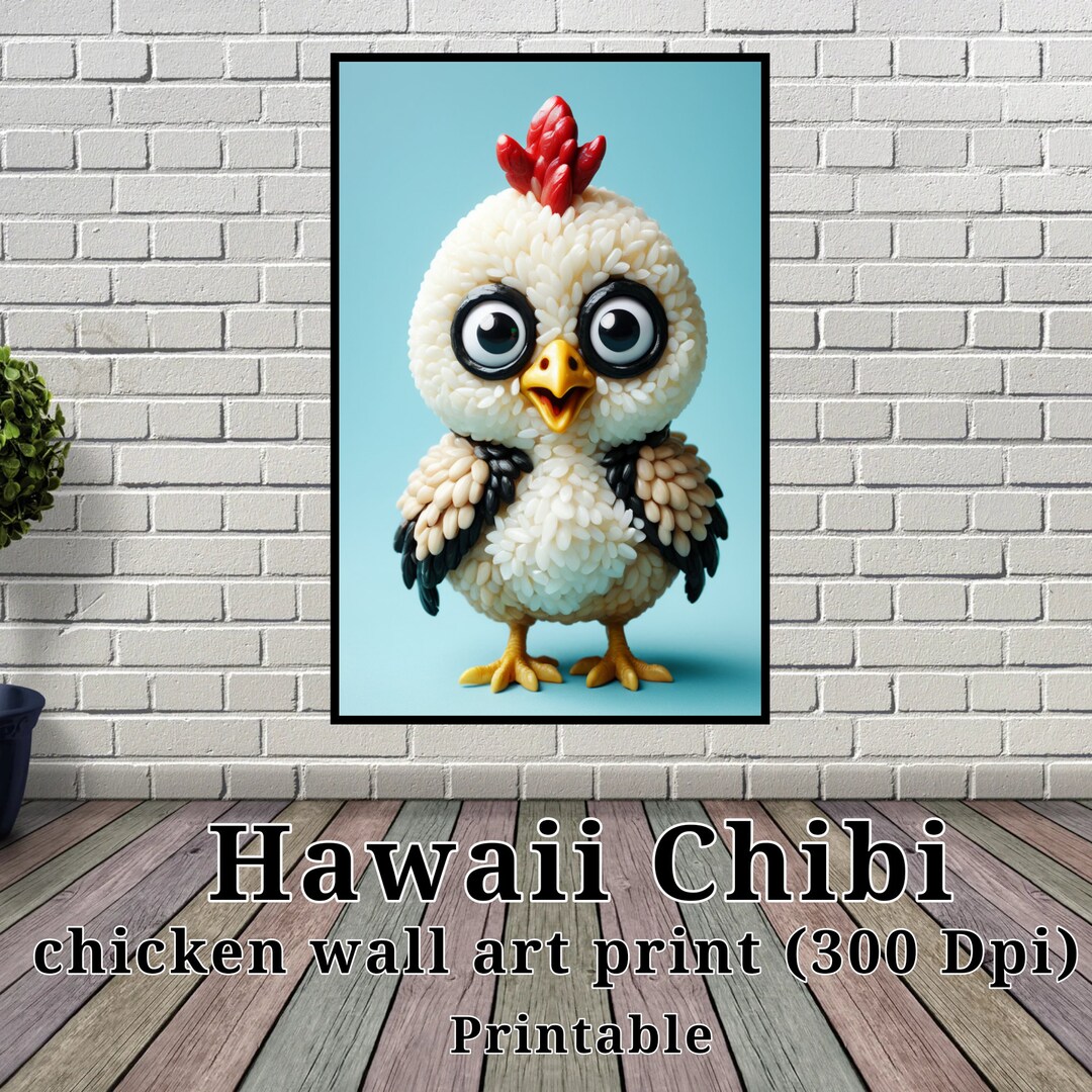 Hawaii Chibi Chicken Wall Art Print Printable 300dpi - Etsy