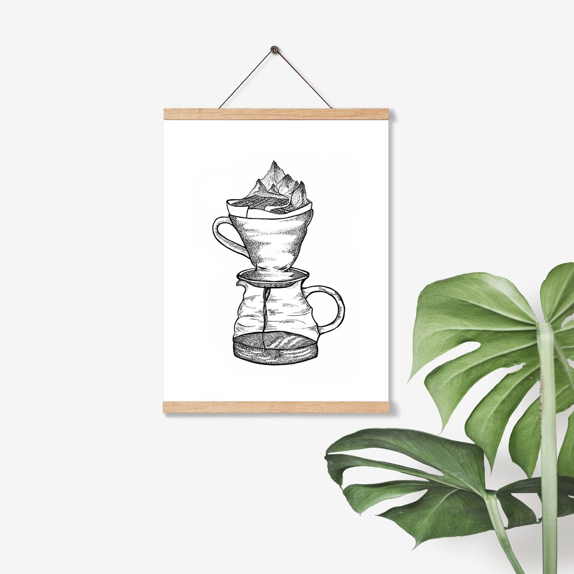 V60 Coffee Brewing / Hand Drawn Art Print - Etsy