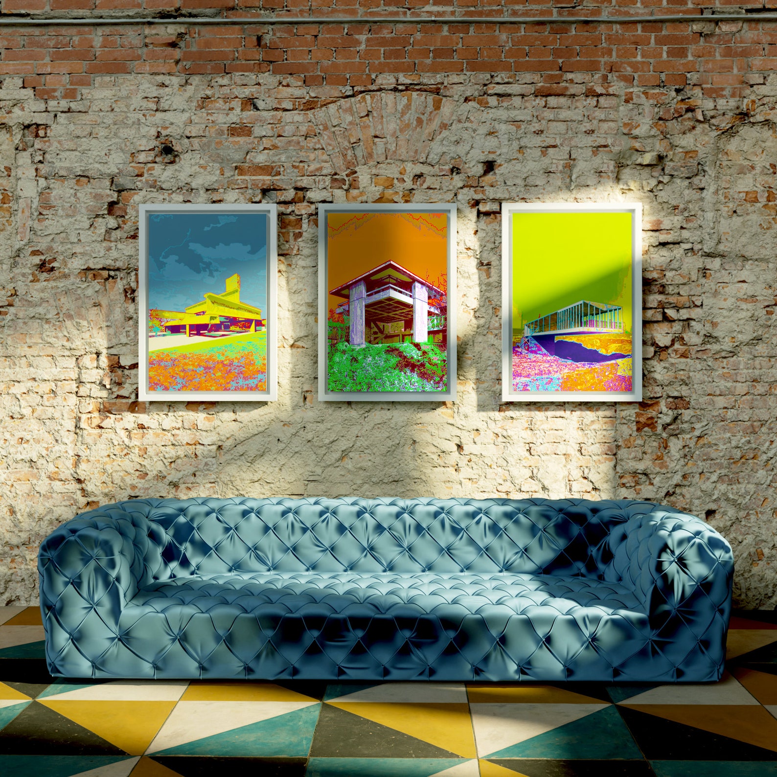 Sky House Modern Architecture Art Print Graphic Abstract Illustration ...