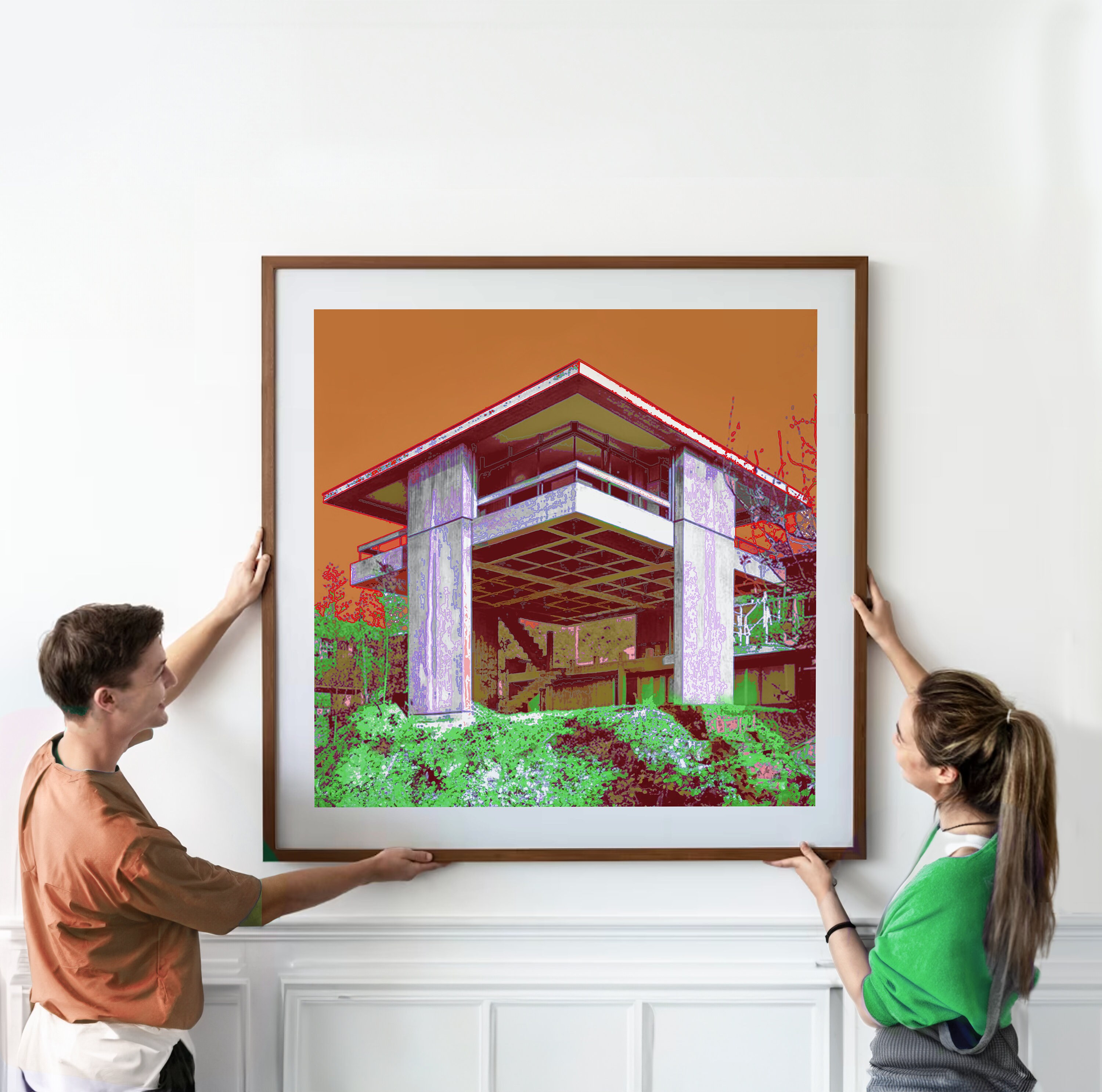 Sky House Modern Architecture Art Print Graphic Abstract Illustration ...