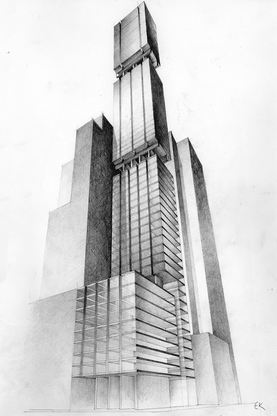 New York Skyscraper - 610 Lexington Ave. - Architects Pencil Hand ...