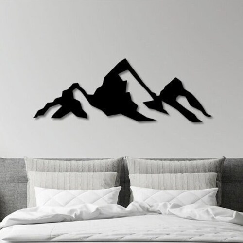 Rustic Metal Mountain Wall Art Vector Style. | Etsy