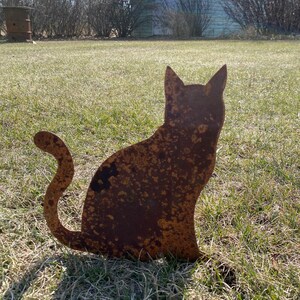 Rusty Sitting Metal Cat Yard Decor Art | Cat Lawn Decor | Corten ...