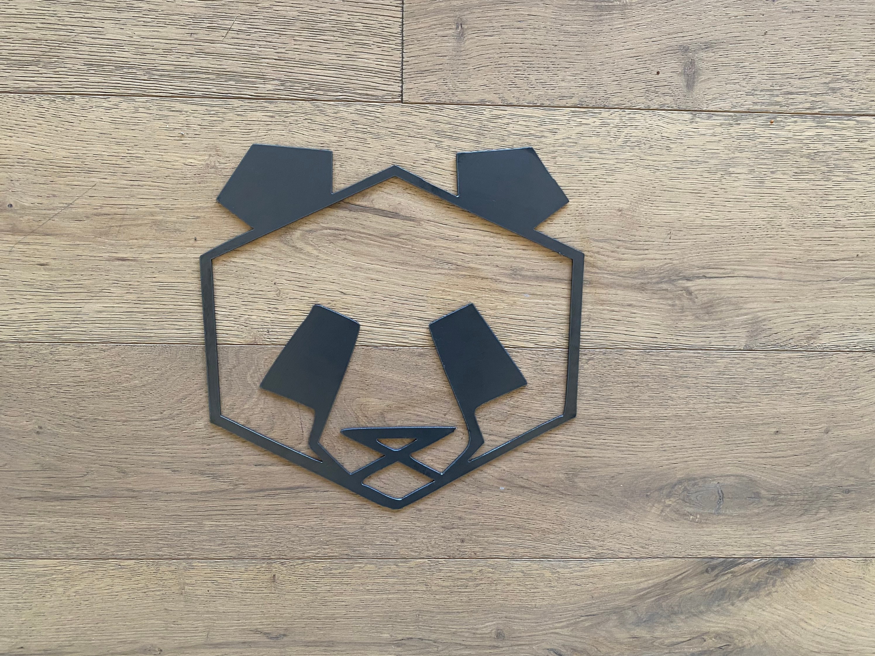 Geometric Metal Panda Head Wall Art Decor Rustic Steel | Etsy