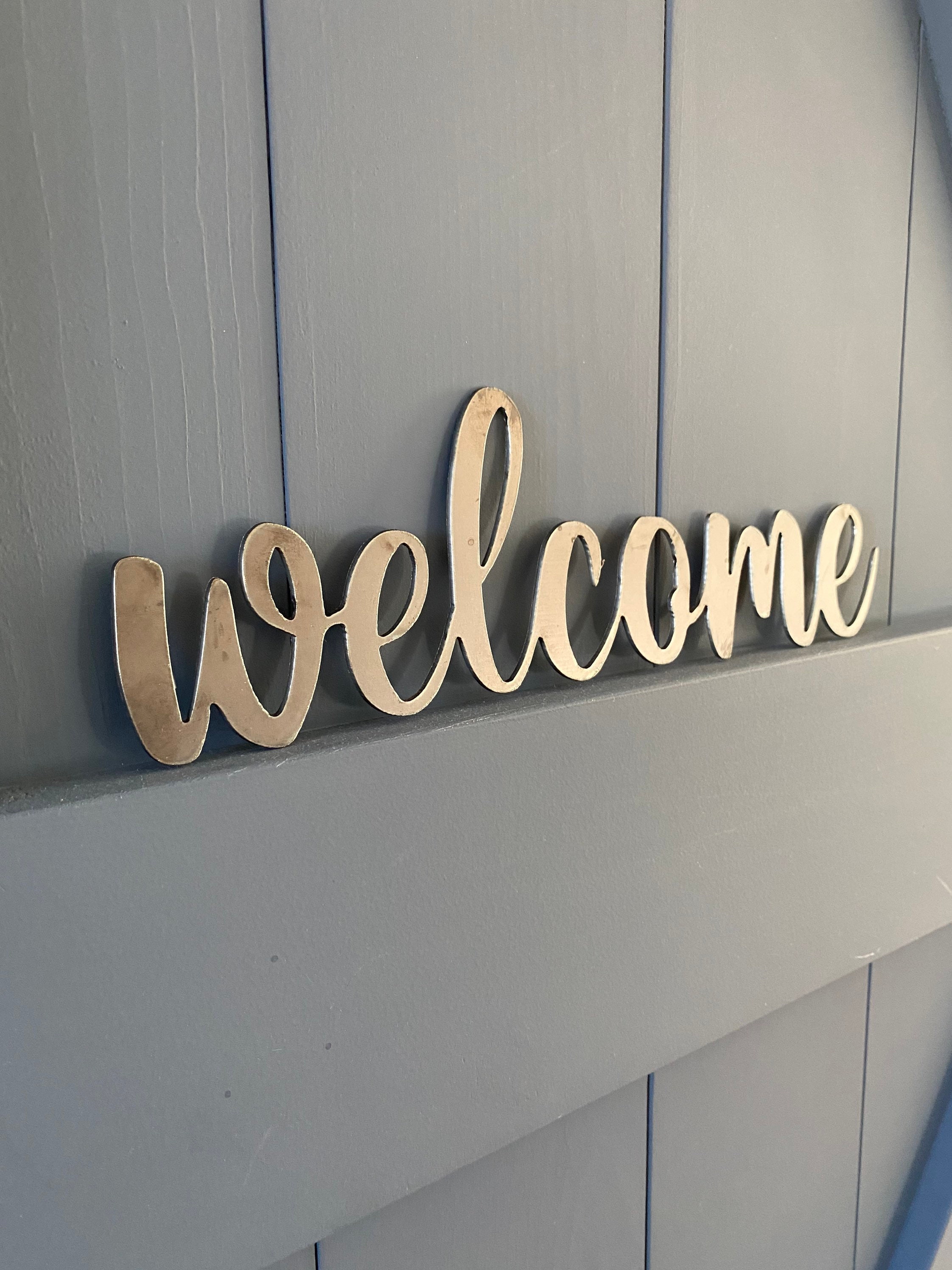 Metal Script welcome Art Sign | Etsy