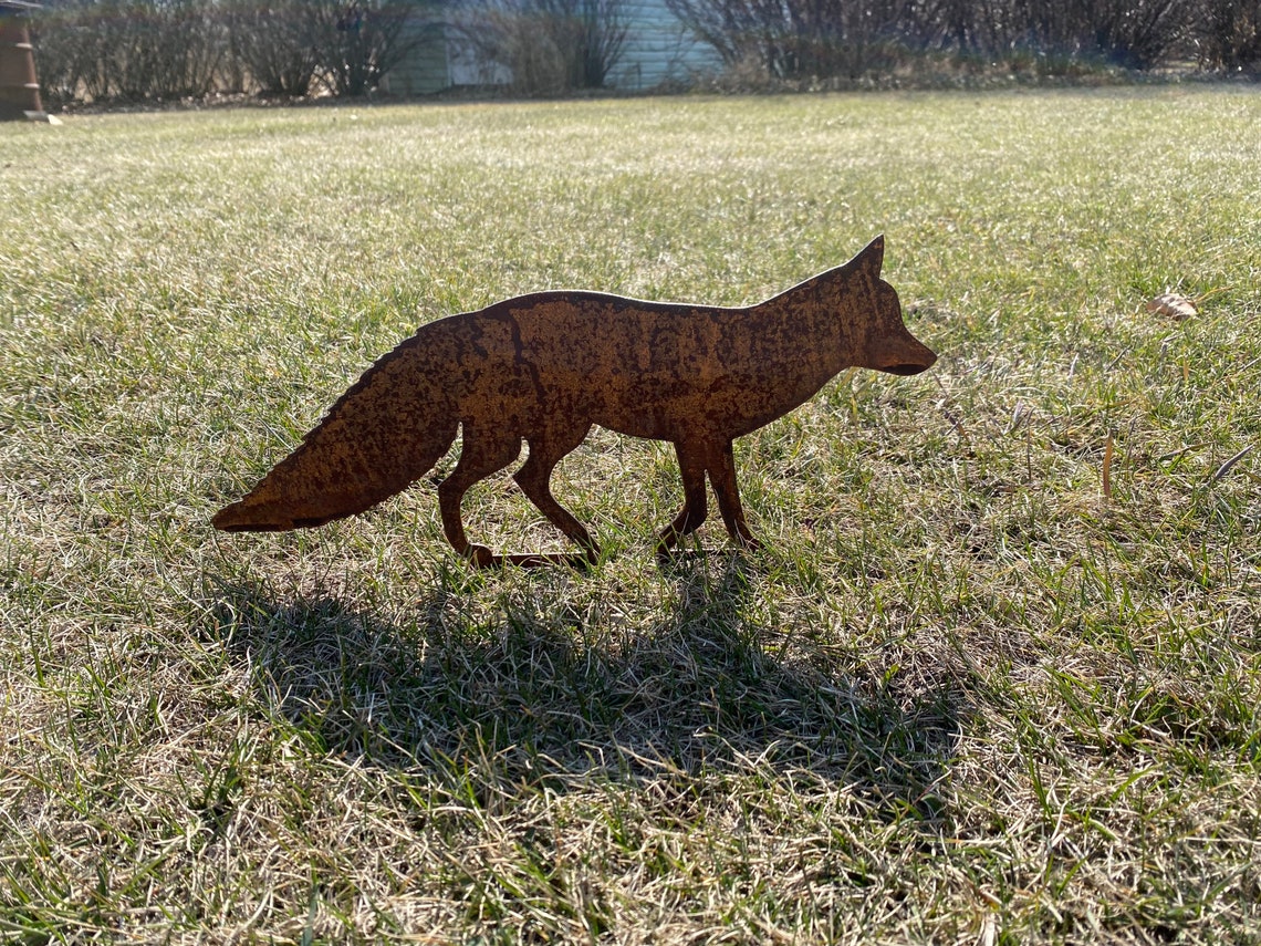Rusty Corten Steel Fox Garden Art - Metal Yard Decor - Etsy