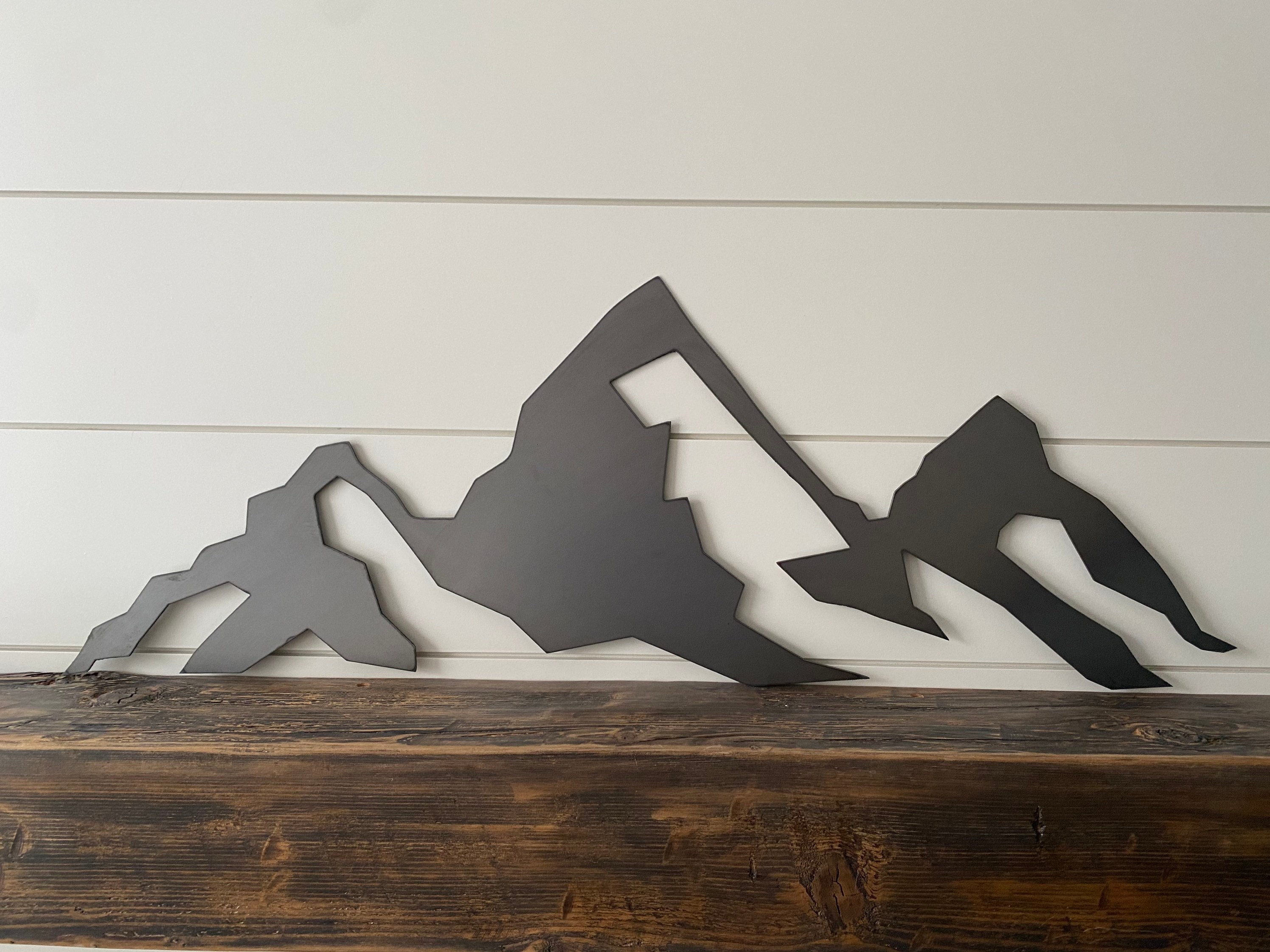 Rustic Metal Mountain Wall Art Vector Style. | Etsy