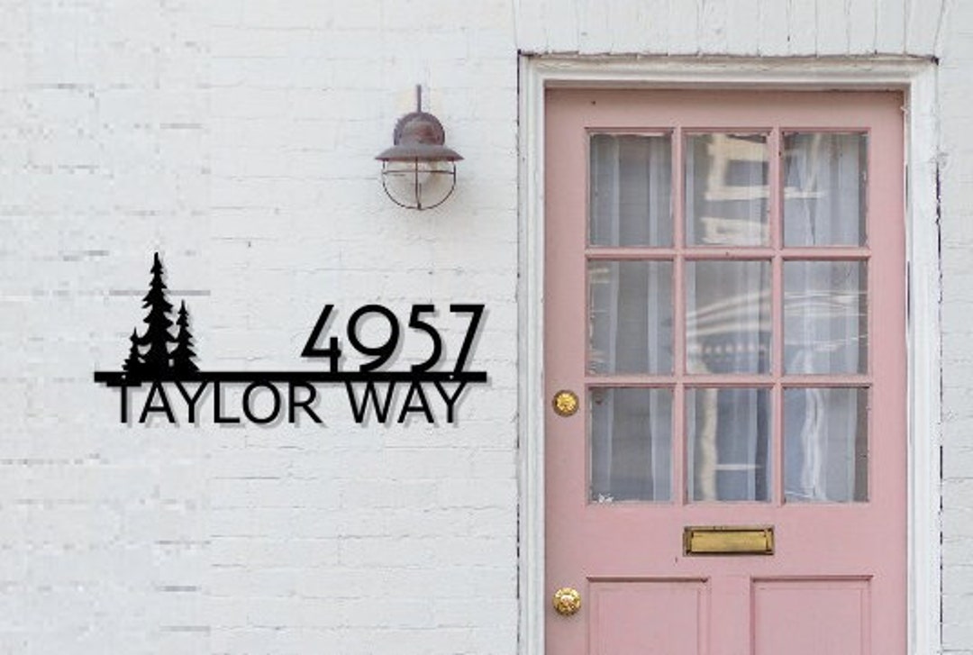 Contemporary Tree Design Metal House Number Plaque - Modern Home ...