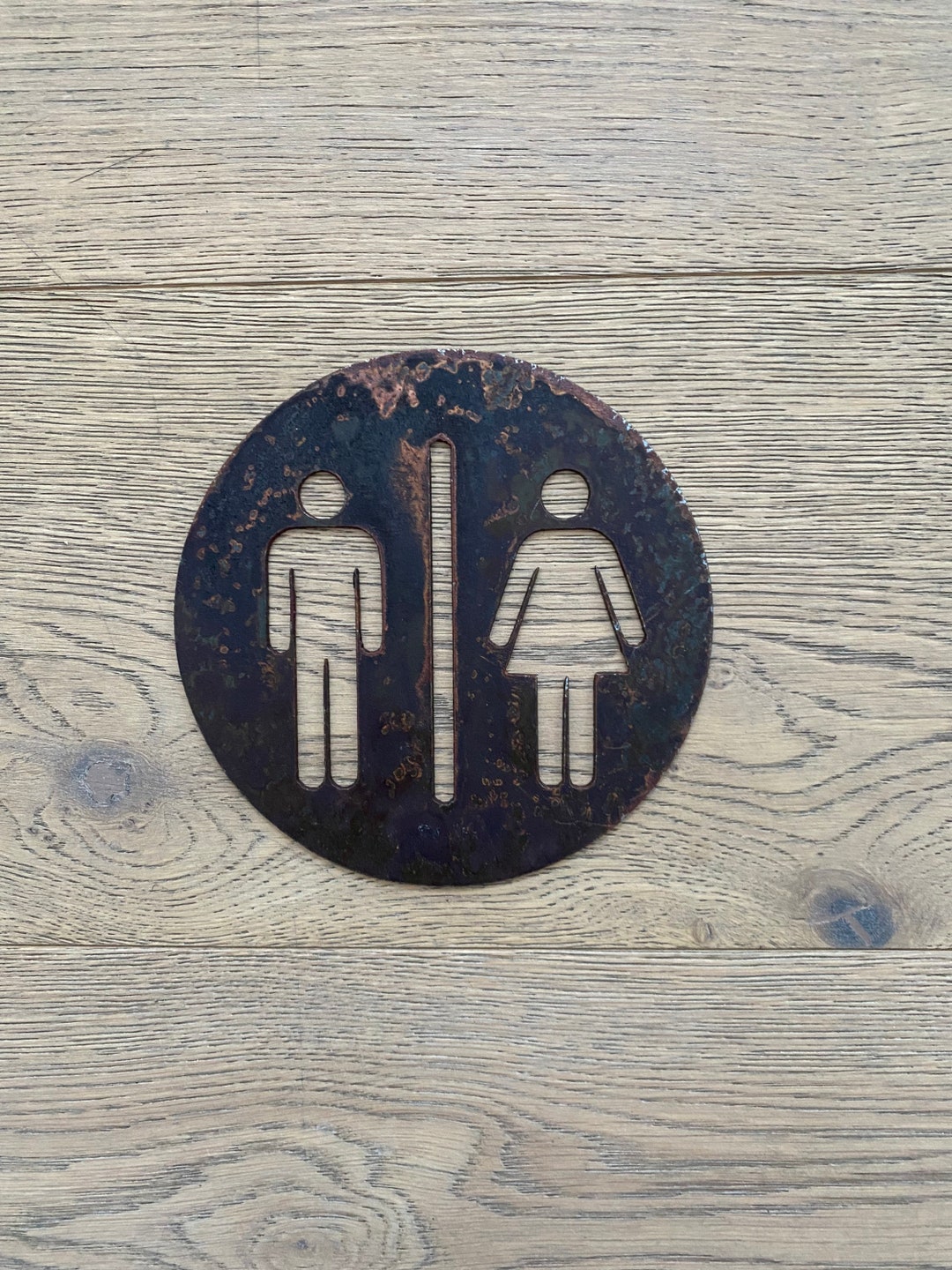 Rusty Metal Unisex Restroom Sign - Washroom Door Label - Etsy