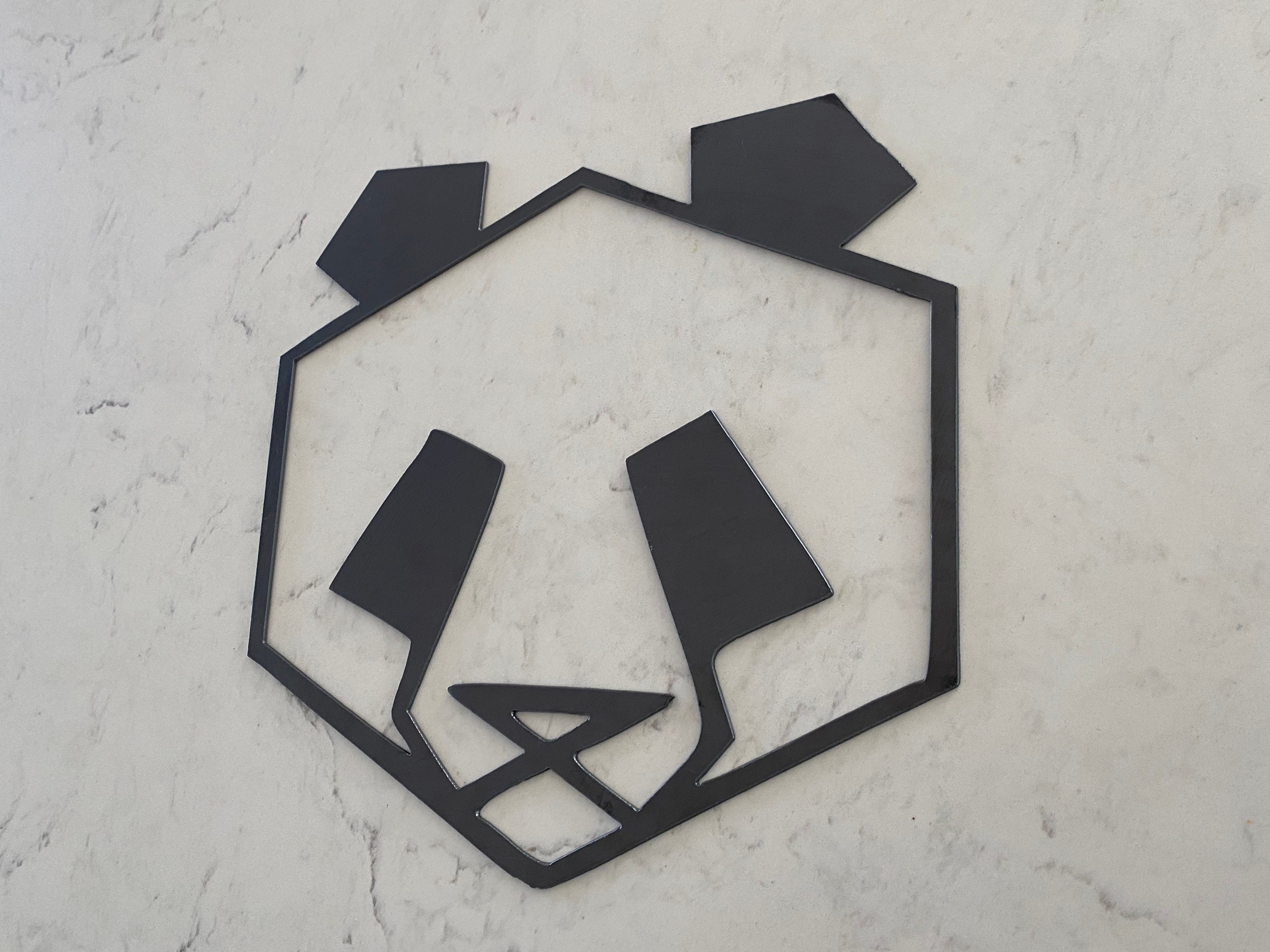 Geometric Metal Panda Head Wall Art Decor Rustic Steel | Etsy