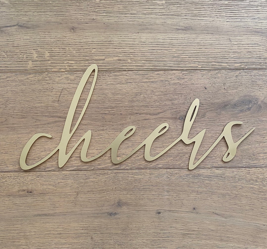 Cheers Metal Word Metal Wall Art Cheers Word Sign Cheers Word Script - Etsy