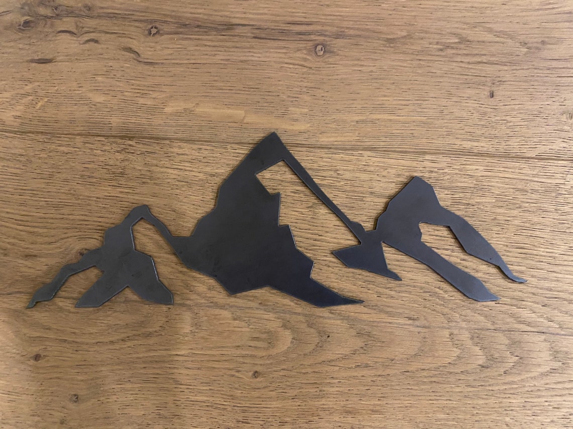 Rustic metal mountain wall art vector style. | Etsy