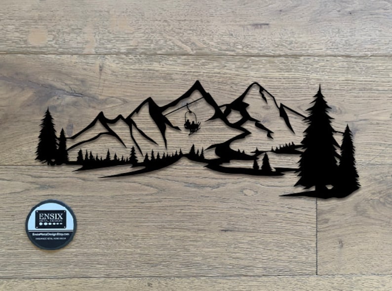 Ski Lift Metal Wall Art: Mountain Scene With Trees - Etsy Canada