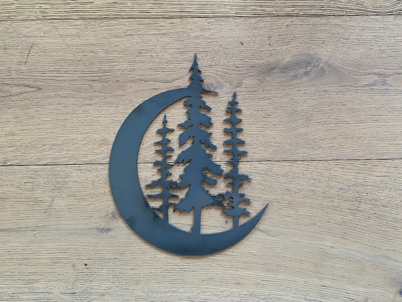 Trees in Moon Cedars Tree Moon Metal Wall Art 3 Cedar - Etsy
