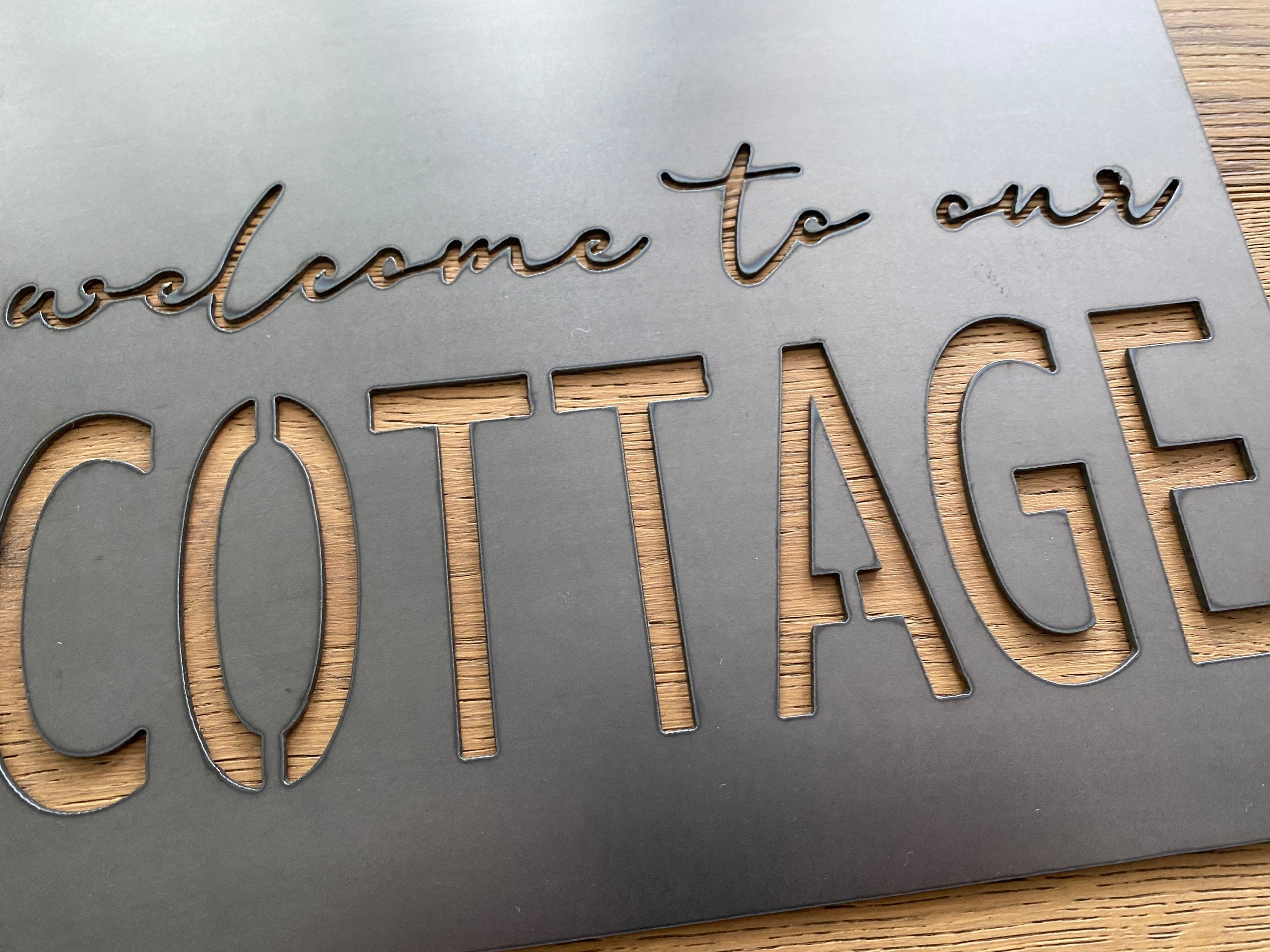 Metal Script Square welcome to Our COTTAGE Art Sign - Etsy
