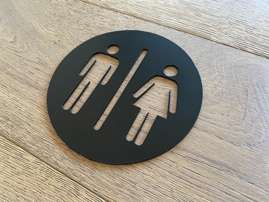 Unisex Metal Restroom Sign: Washroom Door Label - Etsy Australia