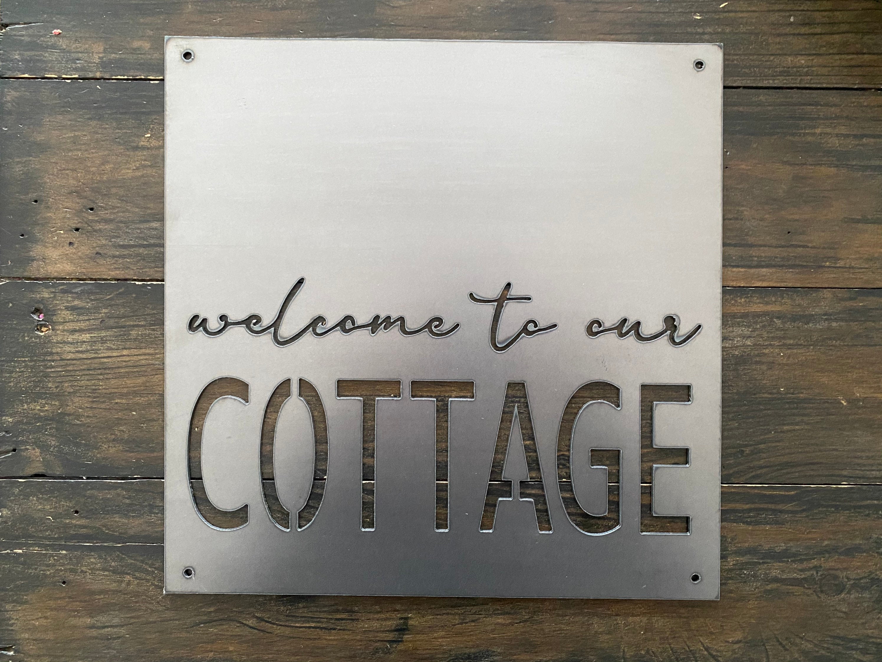 Metal Script Square welcome to Our COTTAGE Art Sign - Etsy