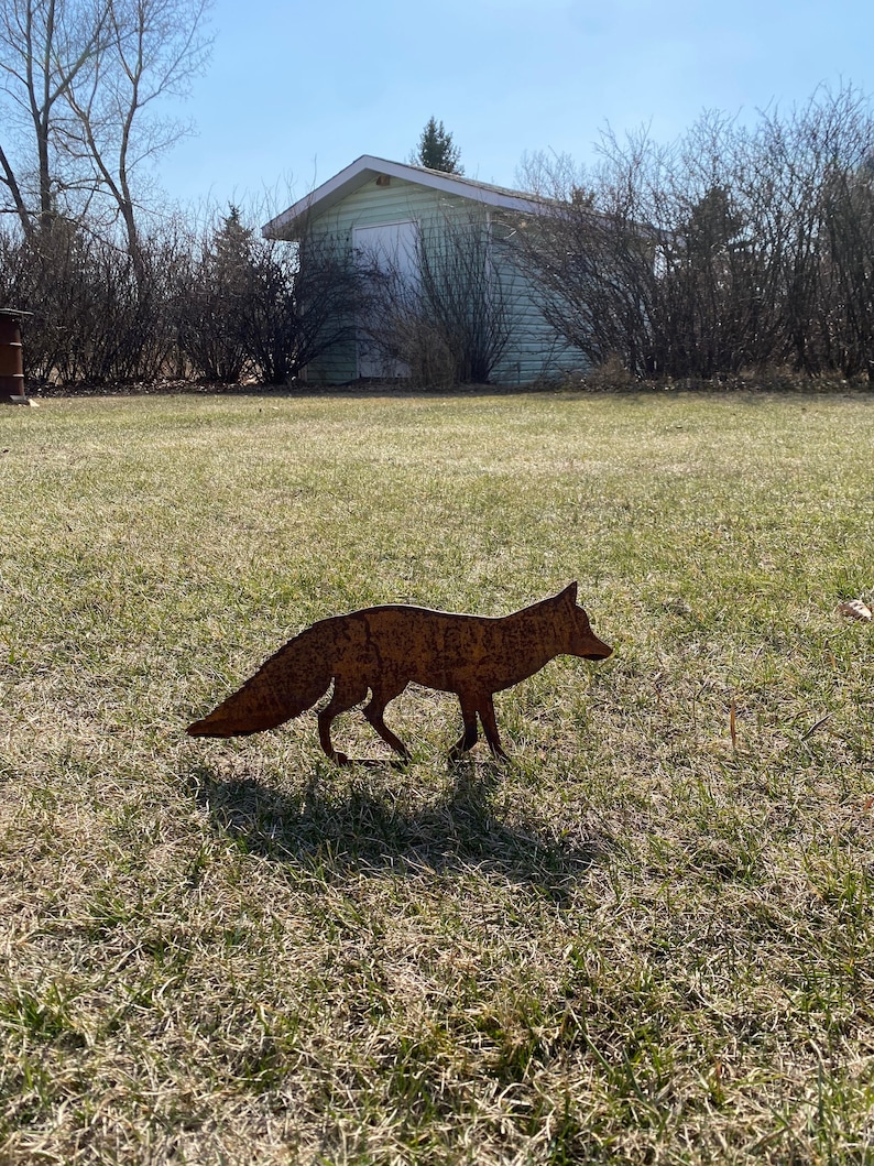 Rusty Corten Steel Fox Garden Art - Metal Yard Decor - Etsy
