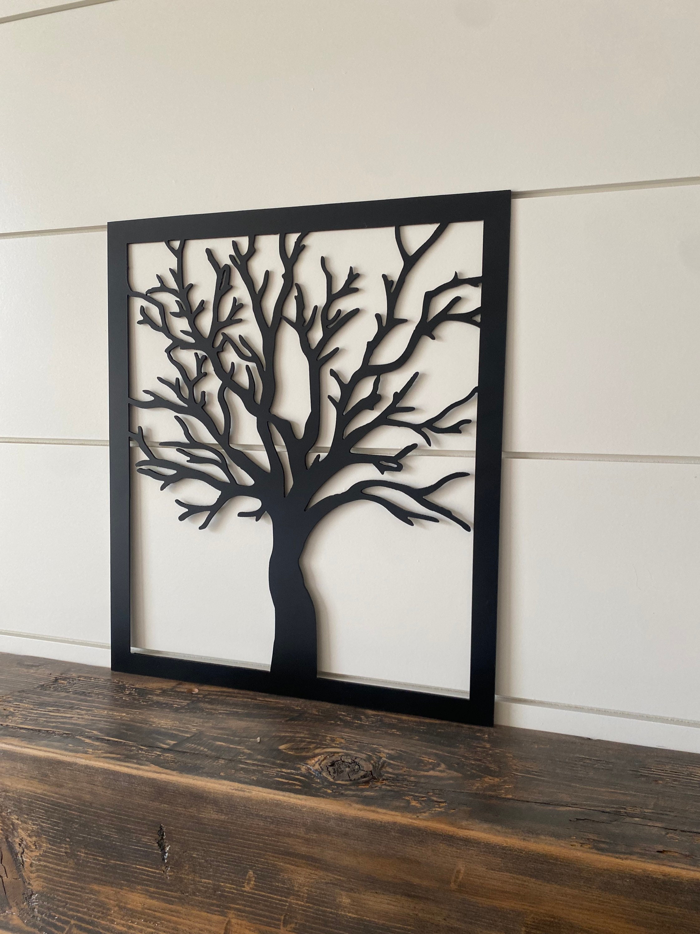 Metal Tree Art Rustic Tree Decor Framed Tree Art Tree | Etsy Canada