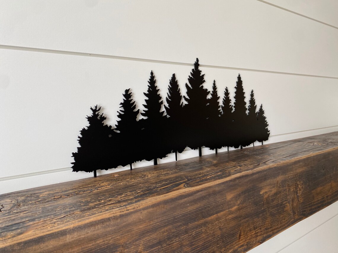 Metal Tree Line Wall Art | Line of Trees - Etsy